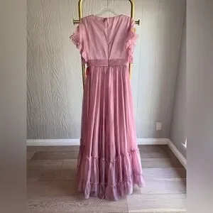 Mac Duggal | Dresses | New Mac Duggal Pink Butterfly Ruffle Sleeve Wrap ...